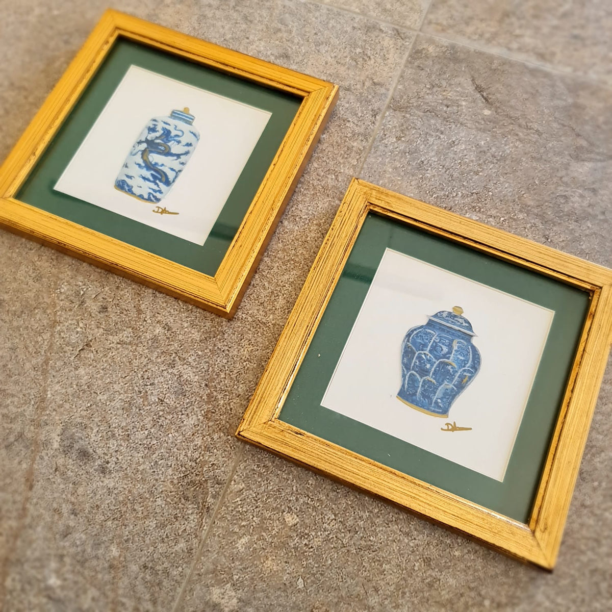 GJ Bleu Blanc Duo Mini green blue – Ginger Jar Home By DA